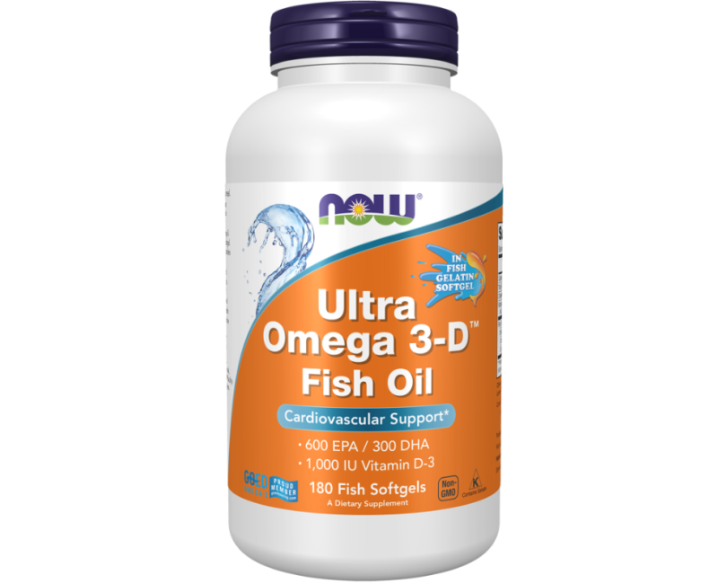 Ultra Omega 3-D, 600 EPA / 300 DHA, 180 Fish Softgels Now foods - PL ...