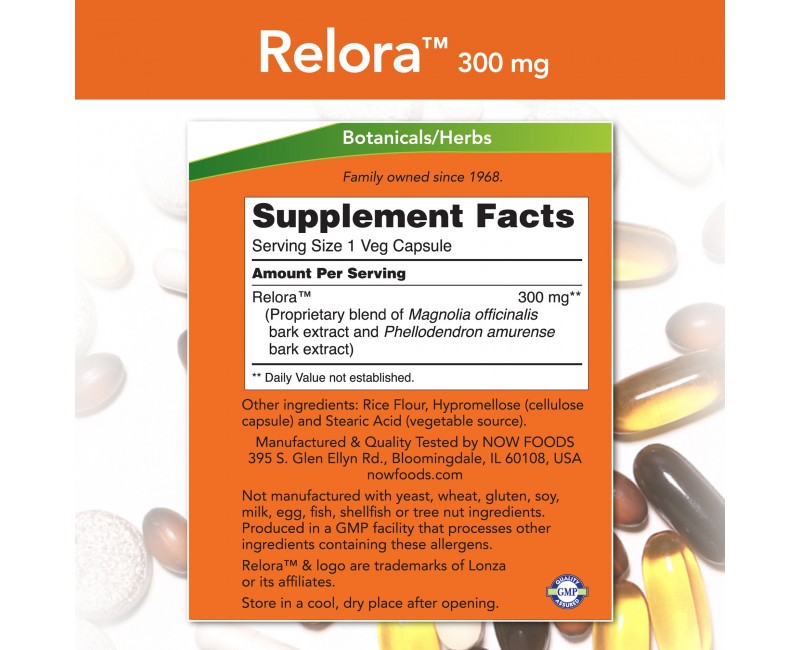 Relora 300mg 60 veg caps NOW Foods - PL Suplementos